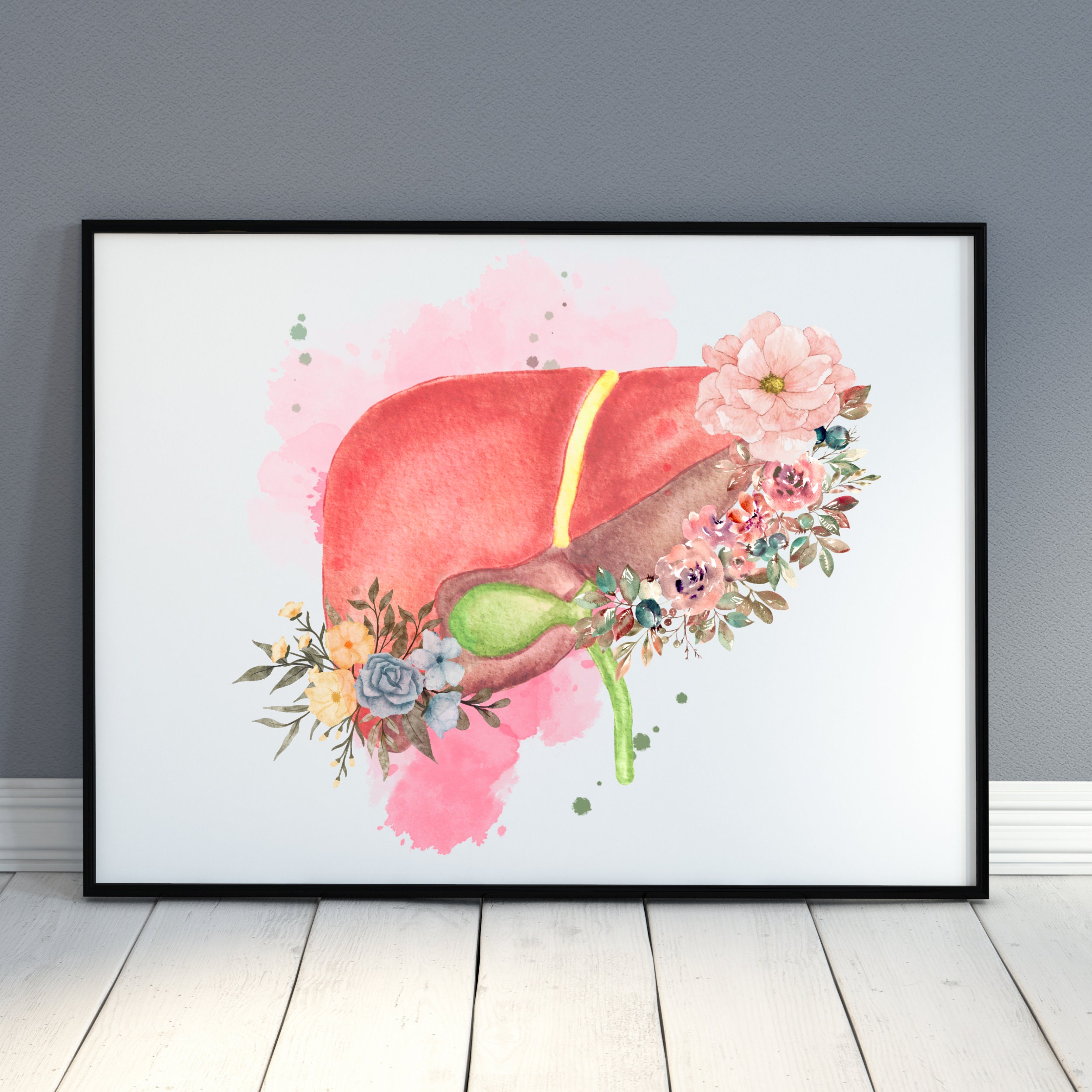 Digestive System Poster, Watercolor Anatomy Art ,set of 3 Flower Prints ...