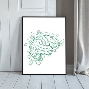 Brain Print ,brain Flowers Print ,anatomical Brain Poster, Human Brain ...