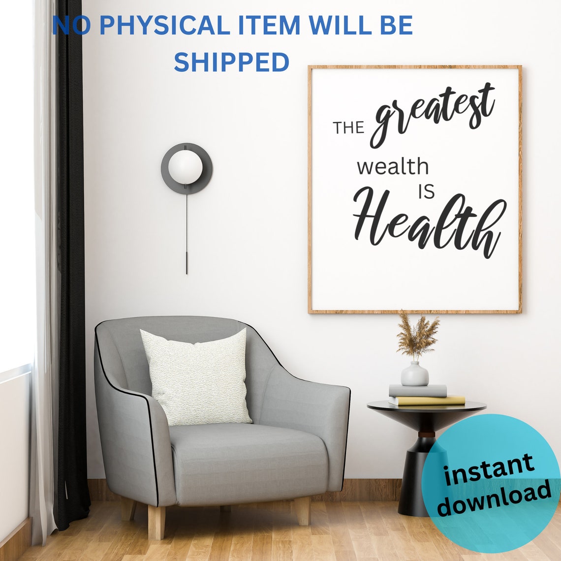 The Greatest Wealth is Health ,printable ART Print,poster Design Text ...
