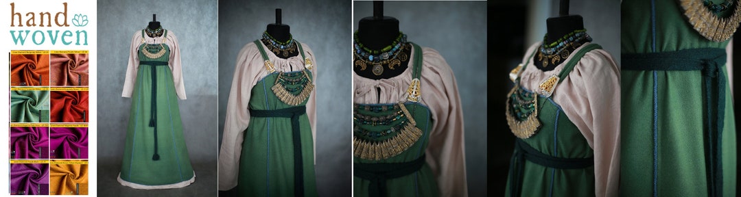 Viking Woman Set: Apron Dress and Sark shirt Made of Hand - Etsy