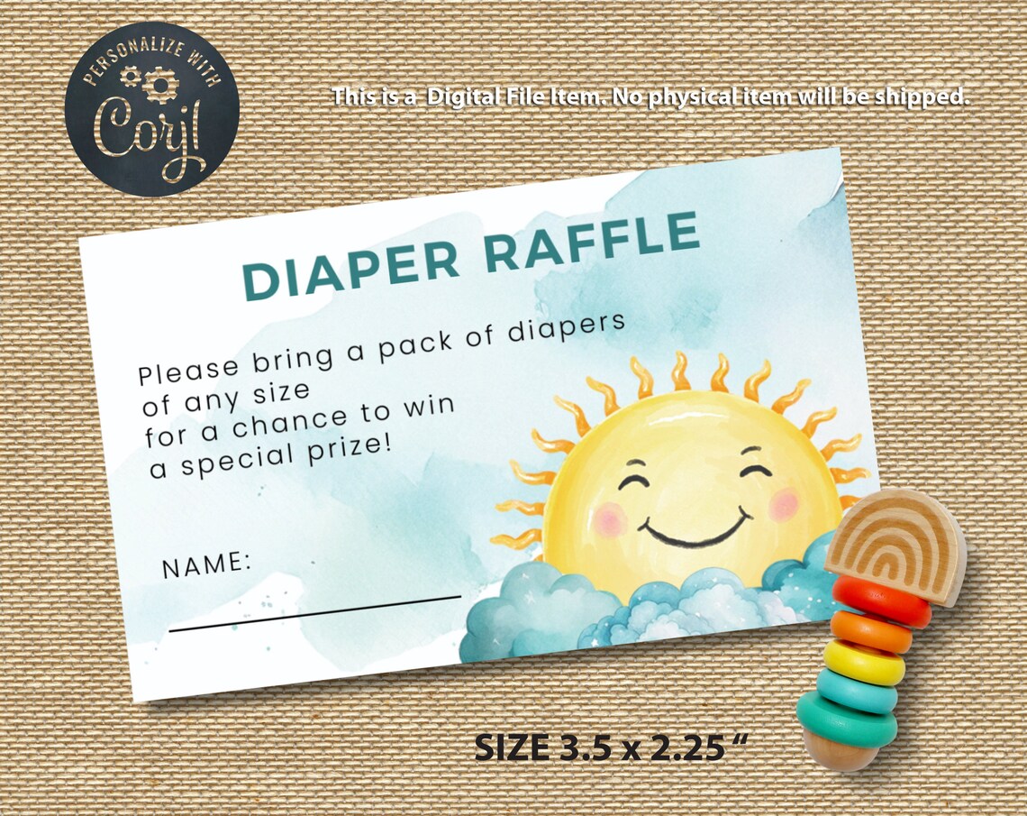 Here Comes the Son Diaper Raffle Insert Sun Themed Baby - Etsy