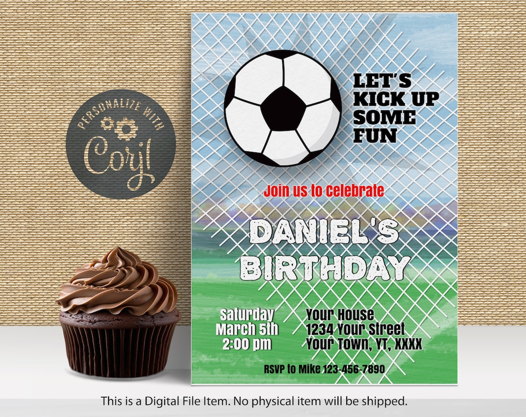 Invitación de cumpleaños de fútbol / Descarga instantánea / Cumpleaños ...