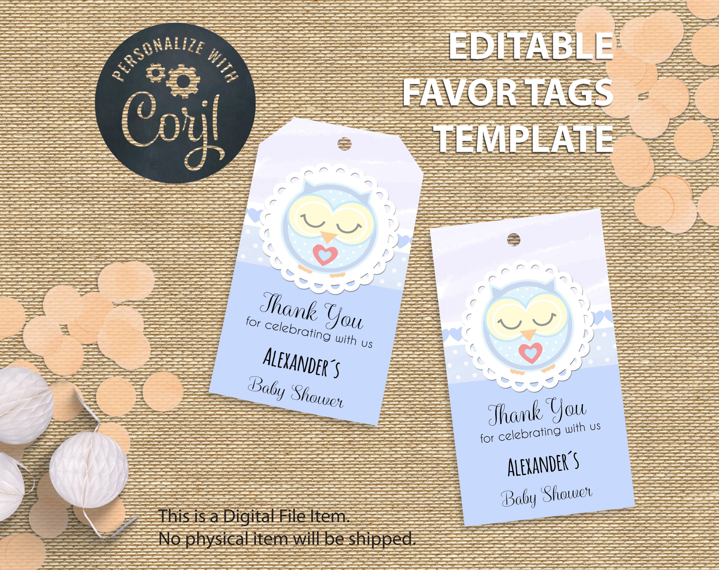 Owl Baby Shower Favor Tags
