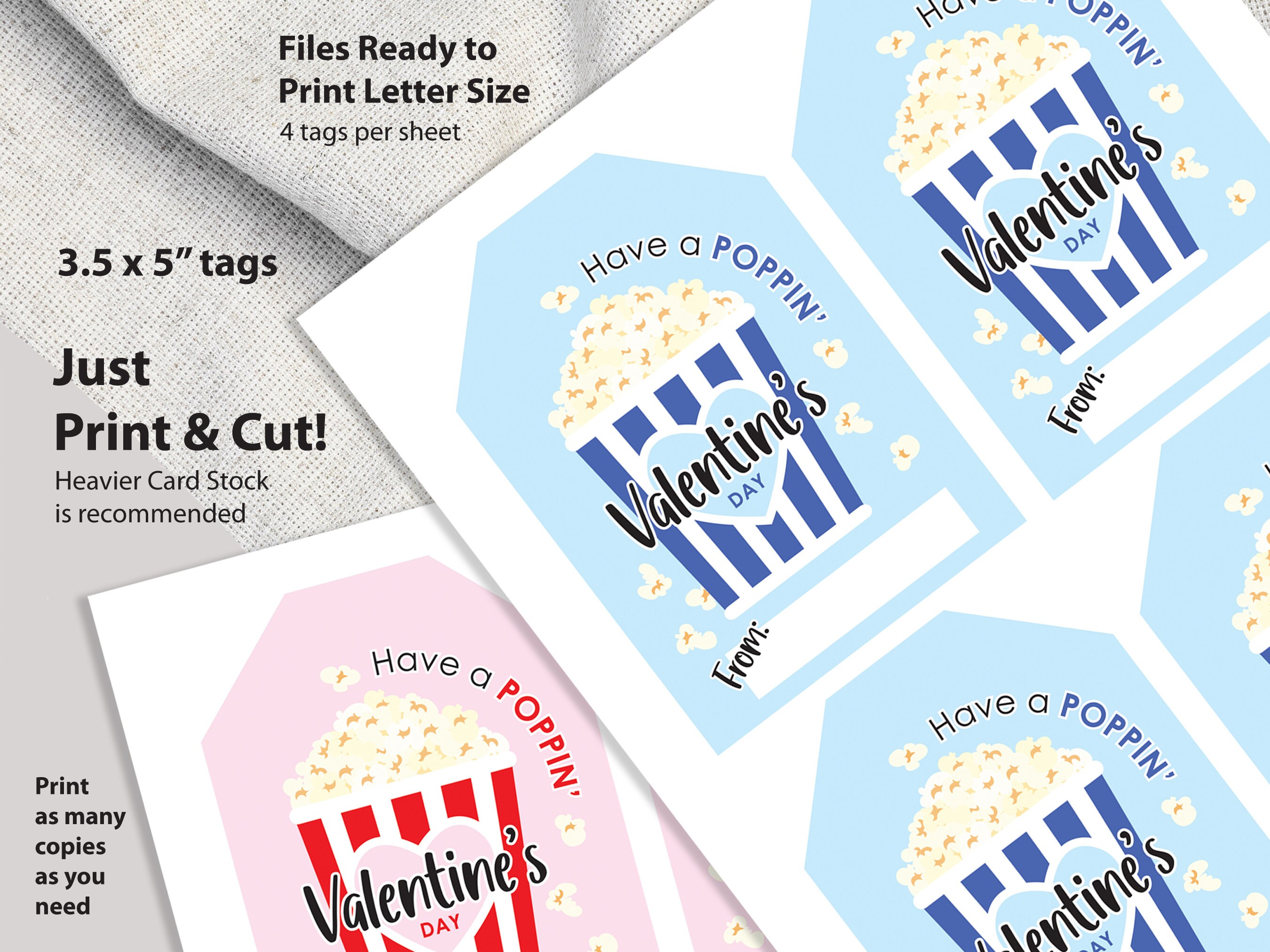 Printable Popcorn Valentine's Day Tag, Poppin' Classroom Valentines ...