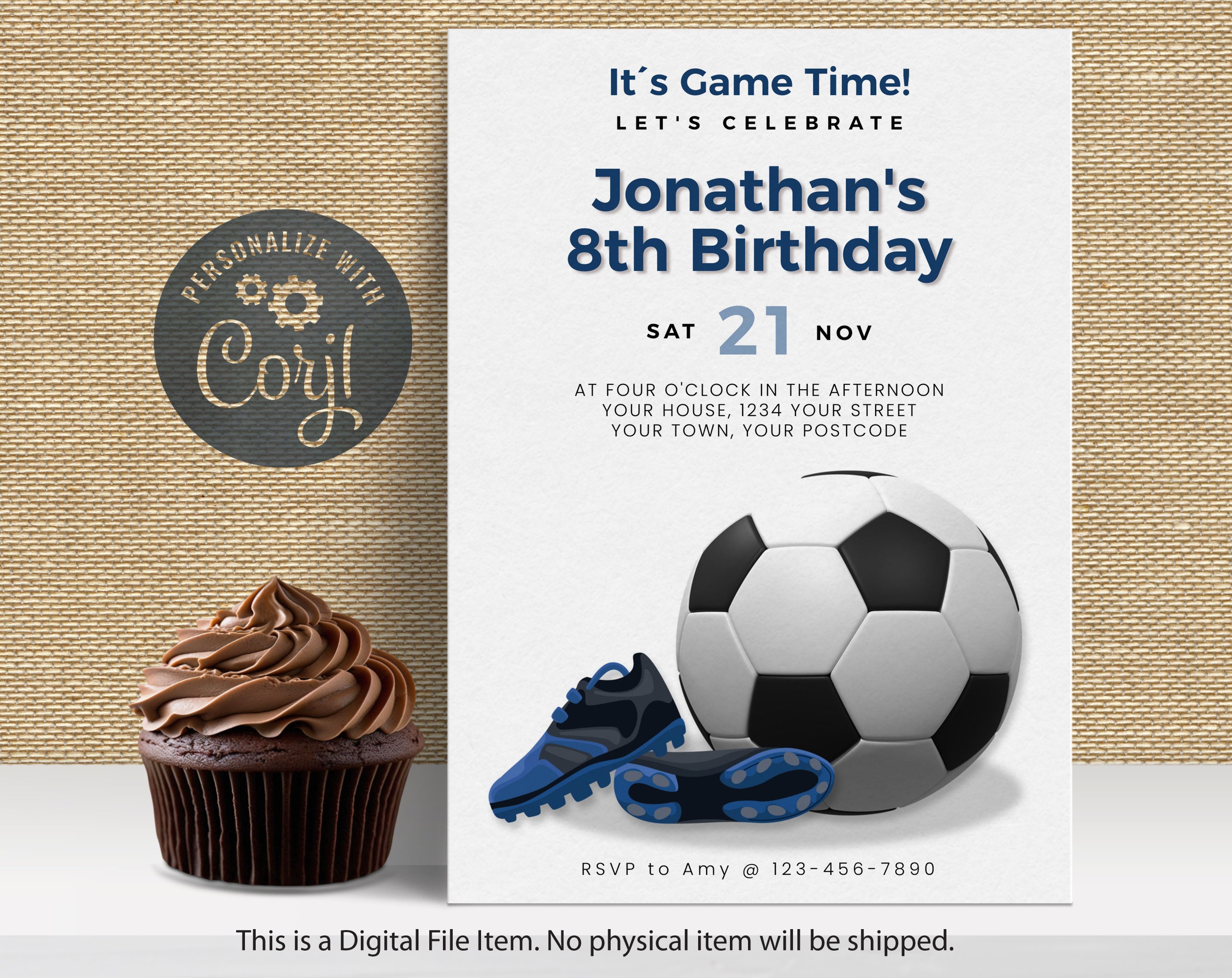 Soccer Birthday Invitation Digital Soccer Birthday Party Editable ...