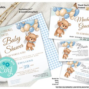 Spanish Baby Shower Welcome Sign Boy Teddy Bear Editable Boy Baby ...