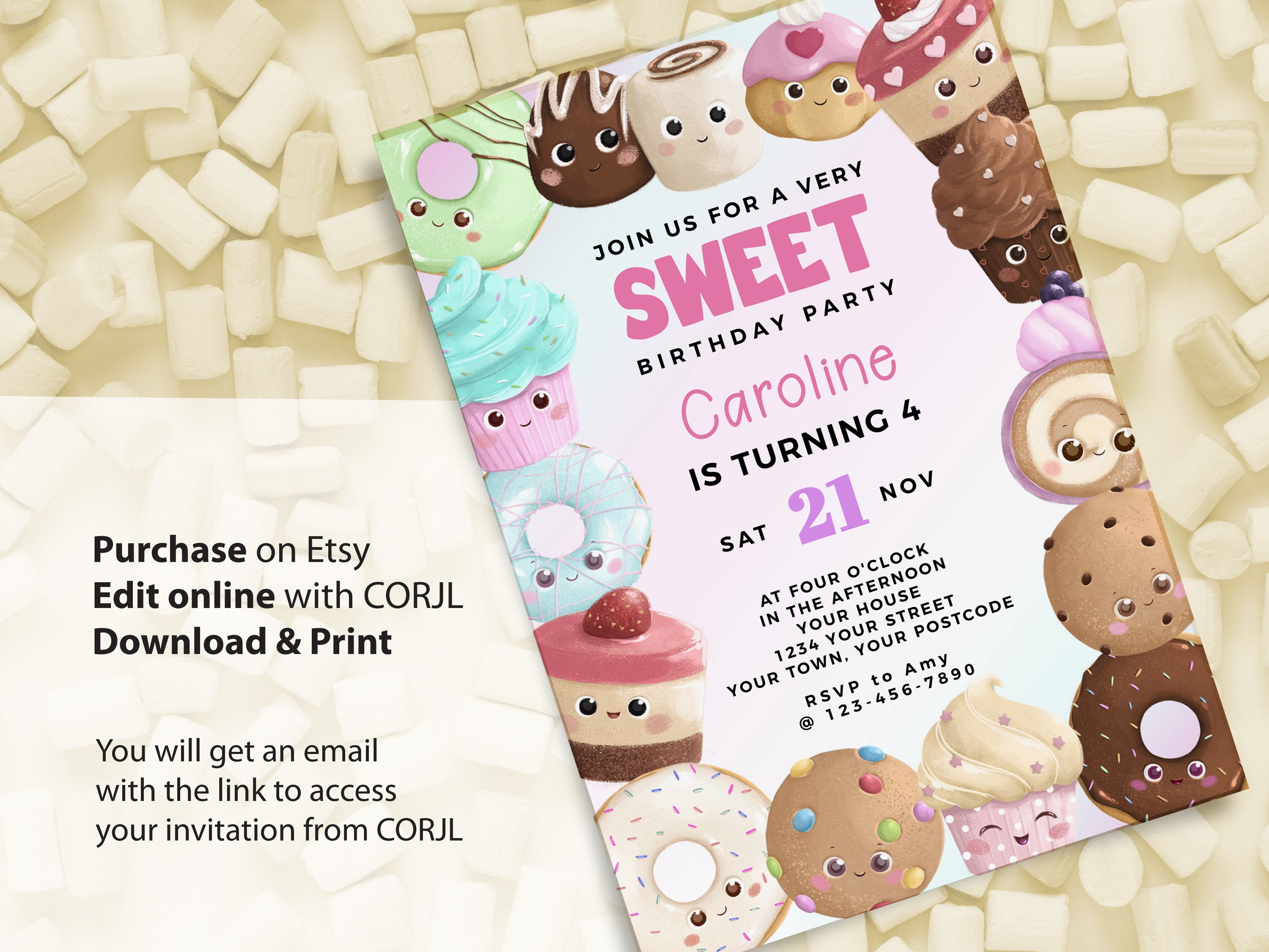 Sweet Candy Birthday Invitation Candy Invitation Editable Template ...