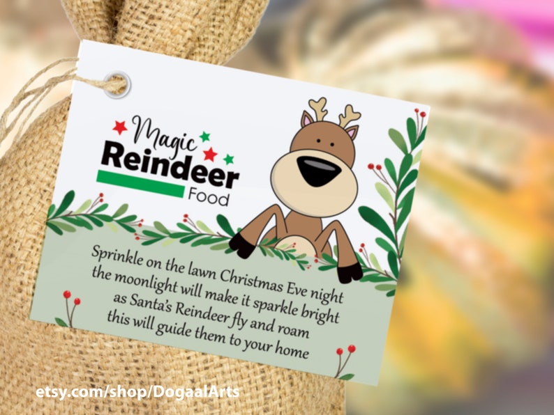 Magic Reindeer Food Label Printable Christmas Reindeer Food Gift Bag ...