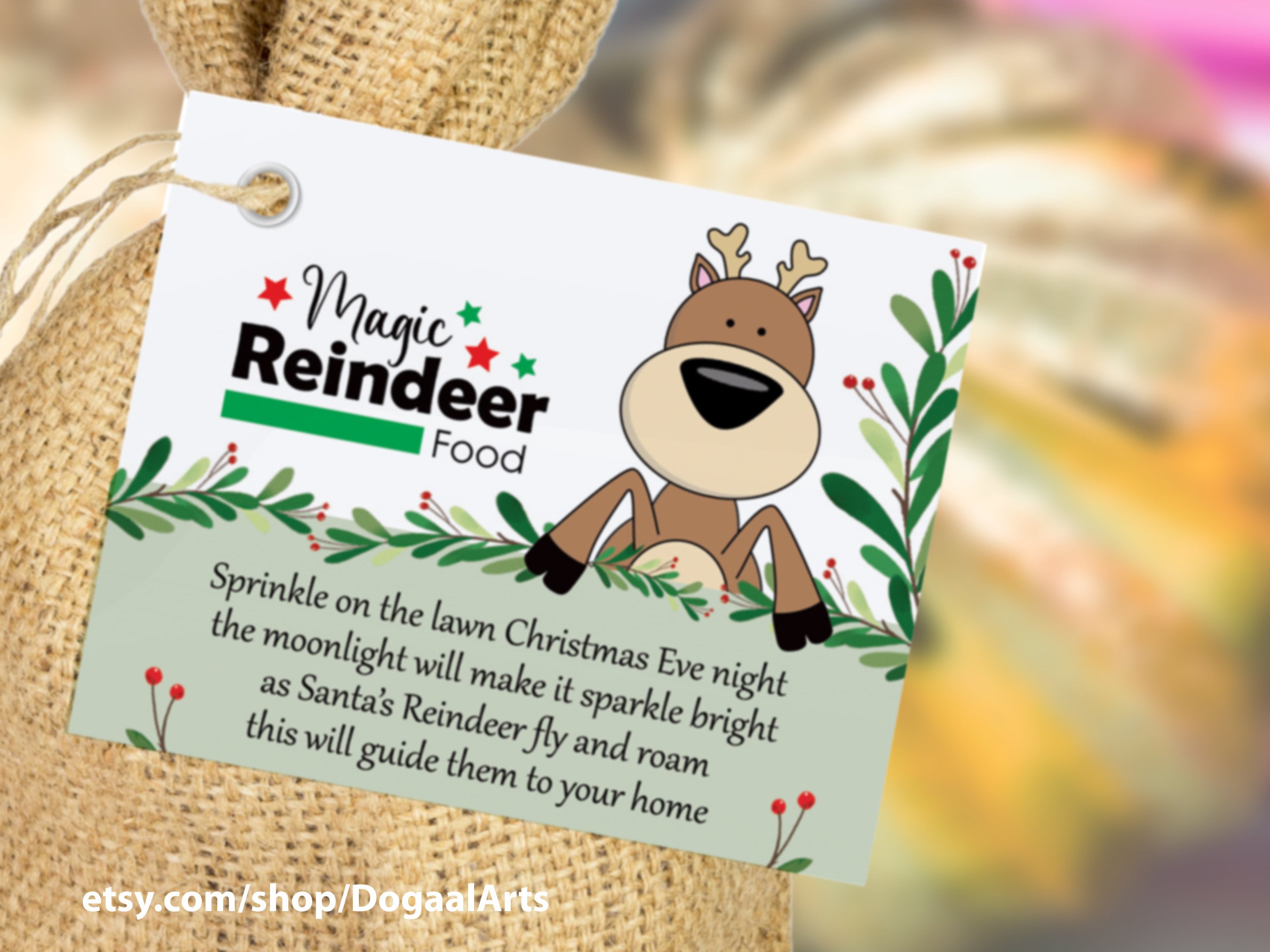 Magic Reindeer Food Label Printable Christmas Reindeer Food Gift Bag ...