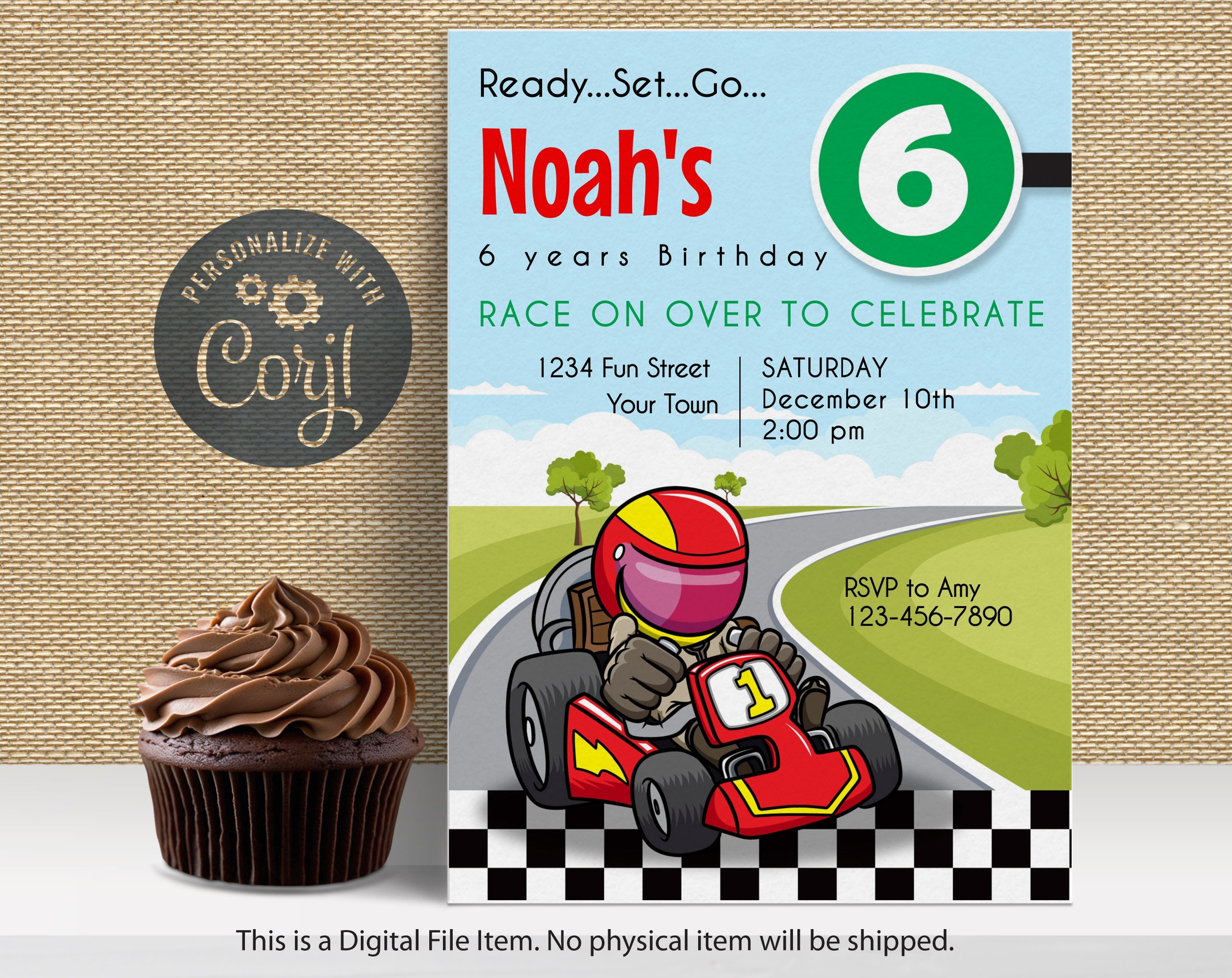 Race Car 6th Birthday Invitation 6 | Instant Download | 6th Birthday ...
