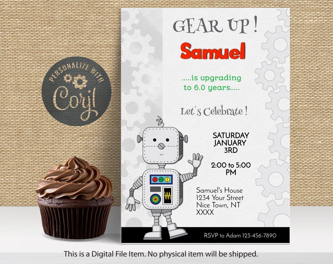 Robot Birthday Invitation | Instant Download | Robot Themed Birthday ...