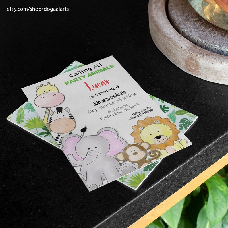Zoo Animals Birthday Party Invite |INSTANT DOWNLOAD |jungle Birthday ...