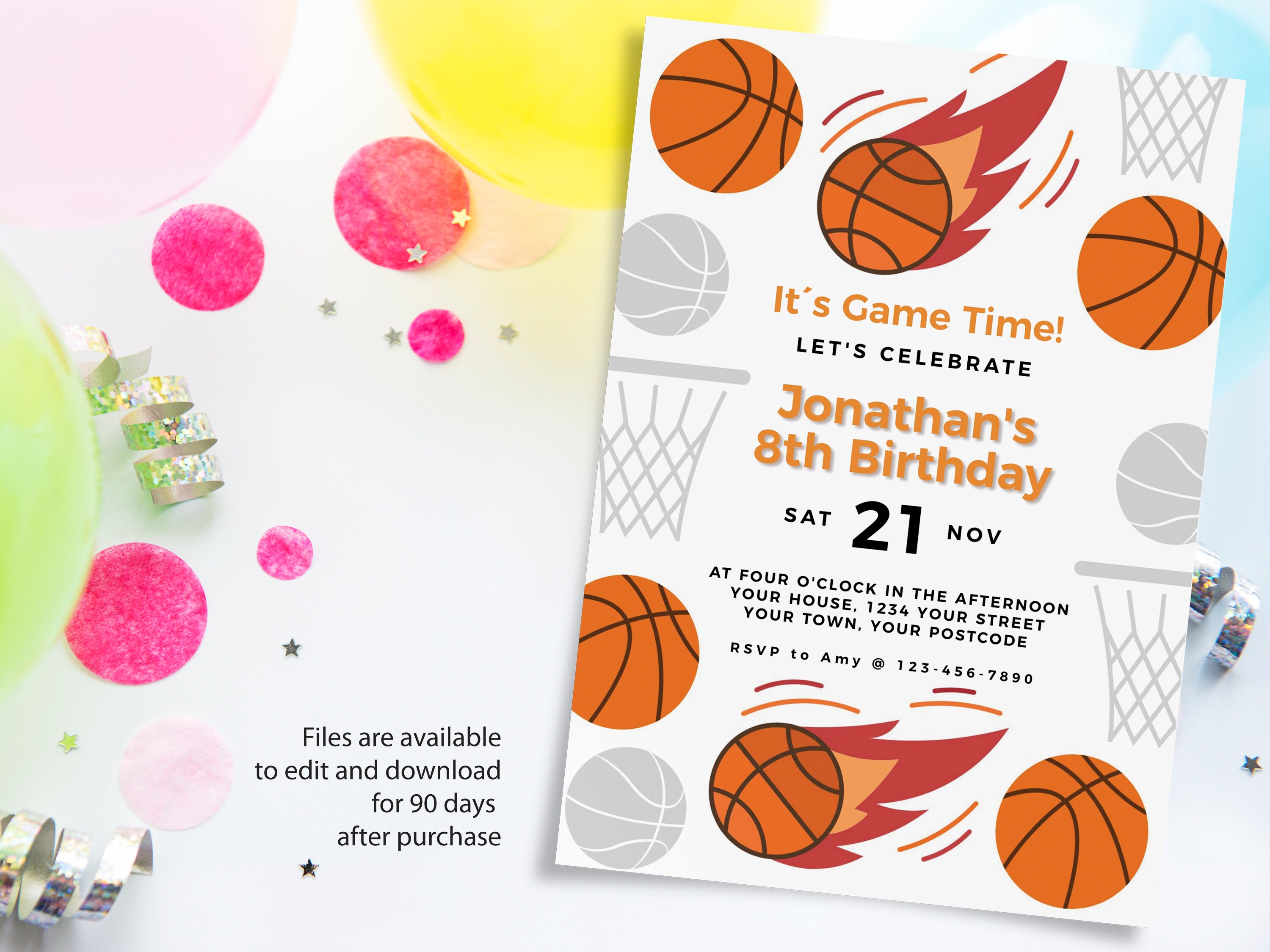 Basketball Birthday Invitation Digital Instant Download Sports Themed ...