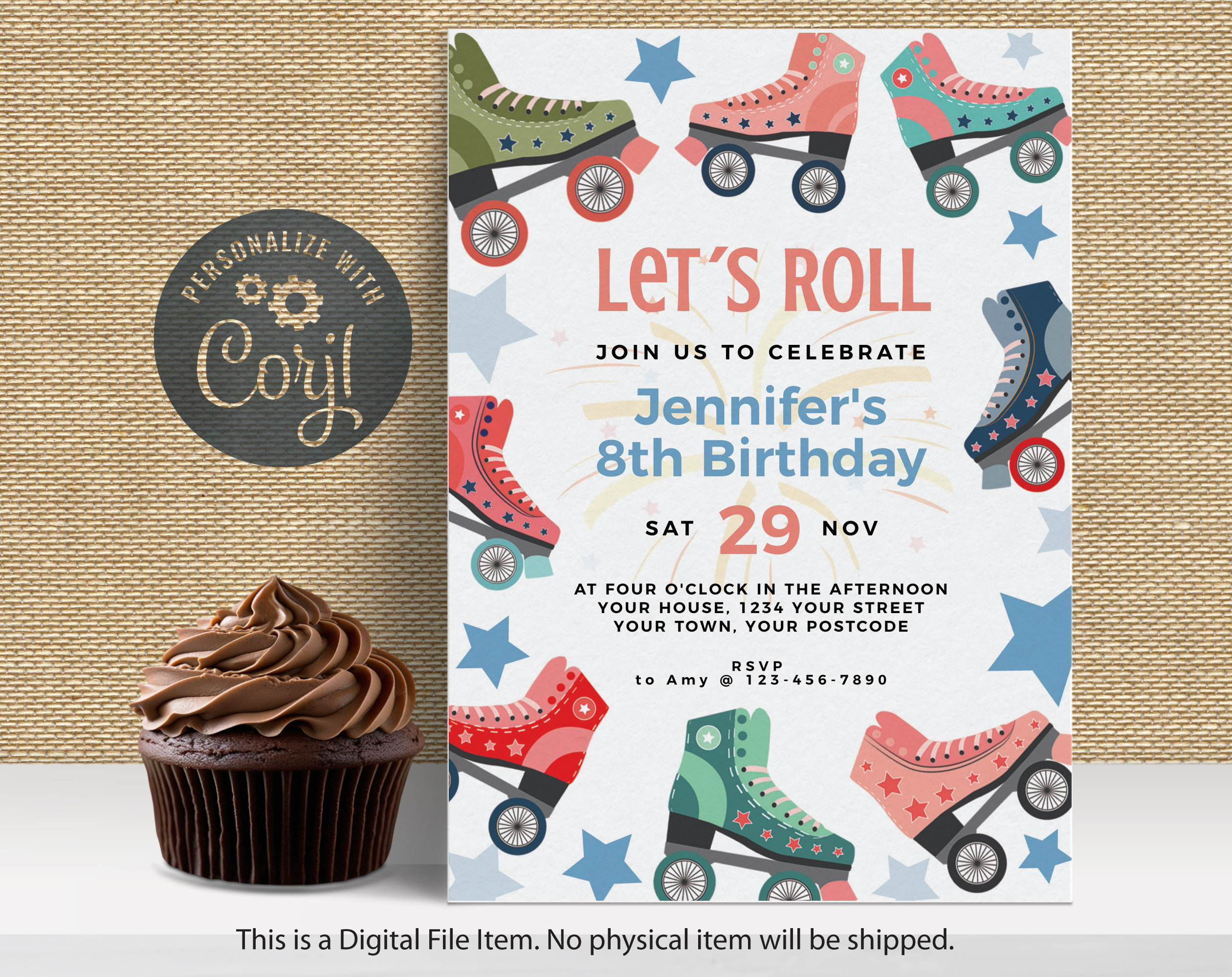 Roller Skating Birthday Invitation | INSTANT DOWNLOAD | Roller Skate ...