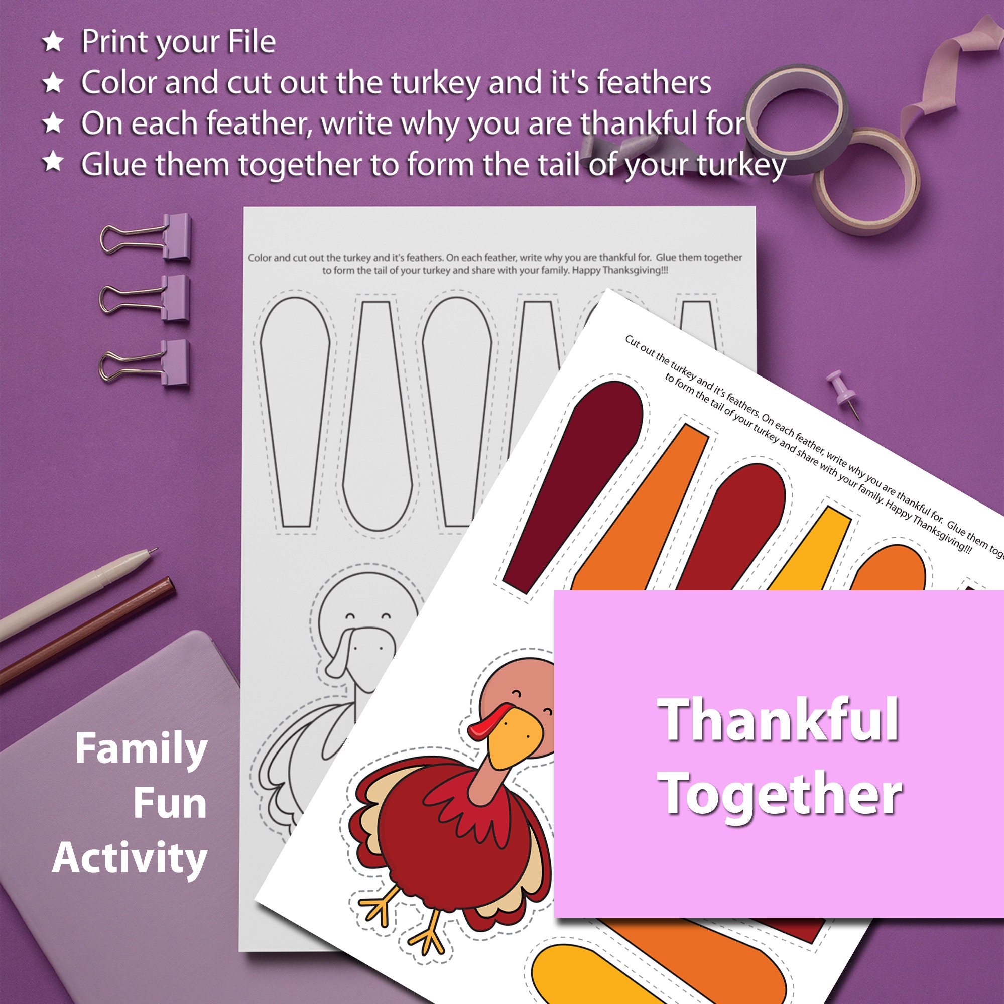 Printable Build a Turkey Kid's Craft | Thanksgiving Craft ...