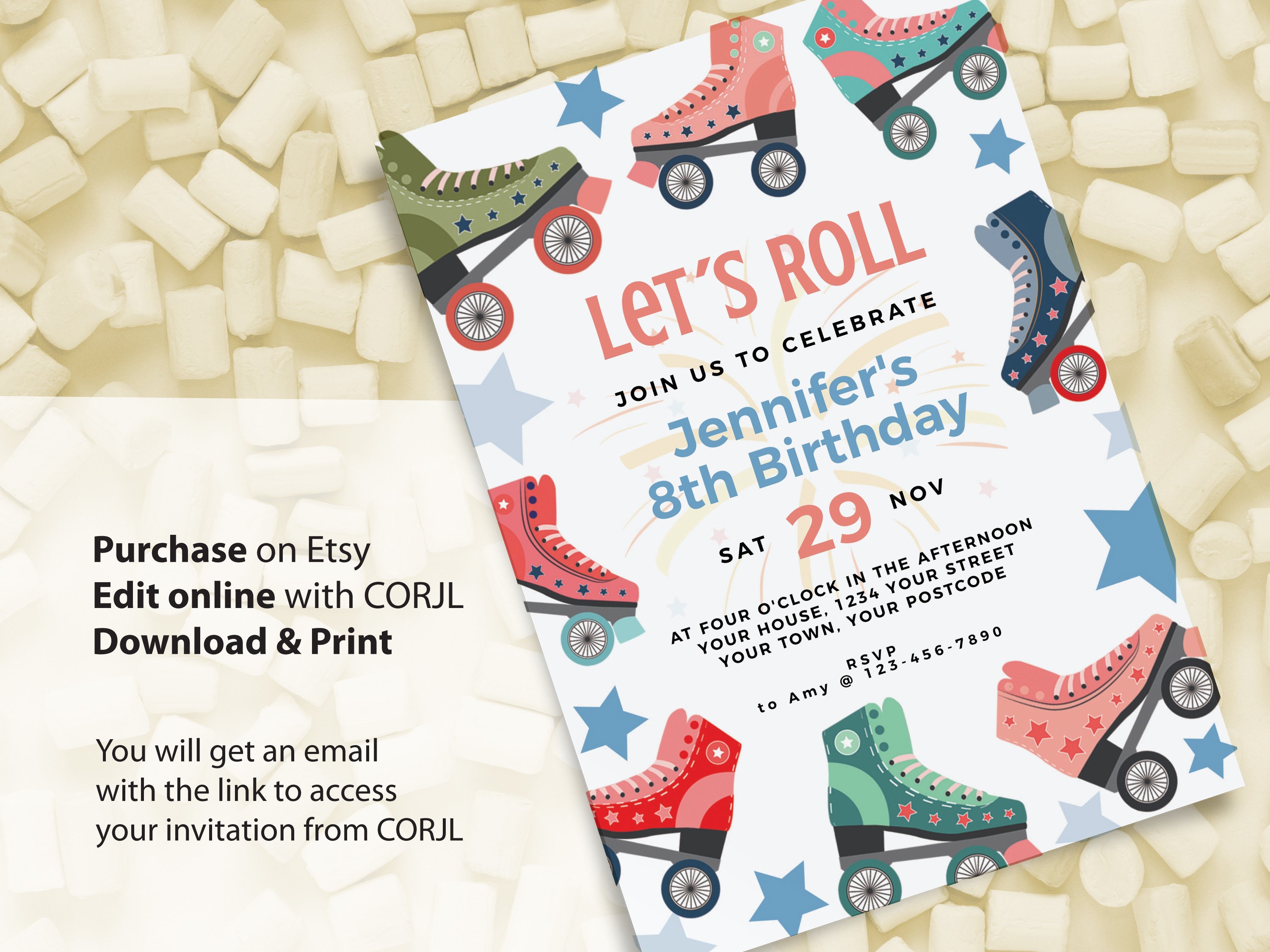 Roller Skating Birthday Invitation | INSTANT DOWNLOAD | Roller Skate ...