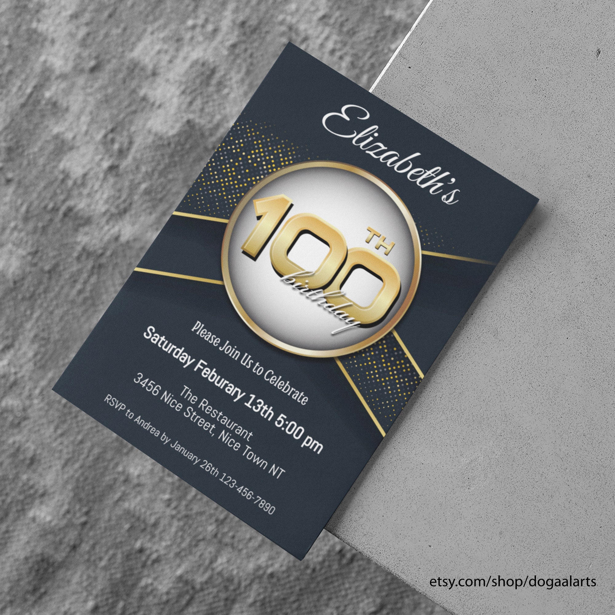 100th Birthday Invitation Instant Download 100th Birthday Party Elegant ...
