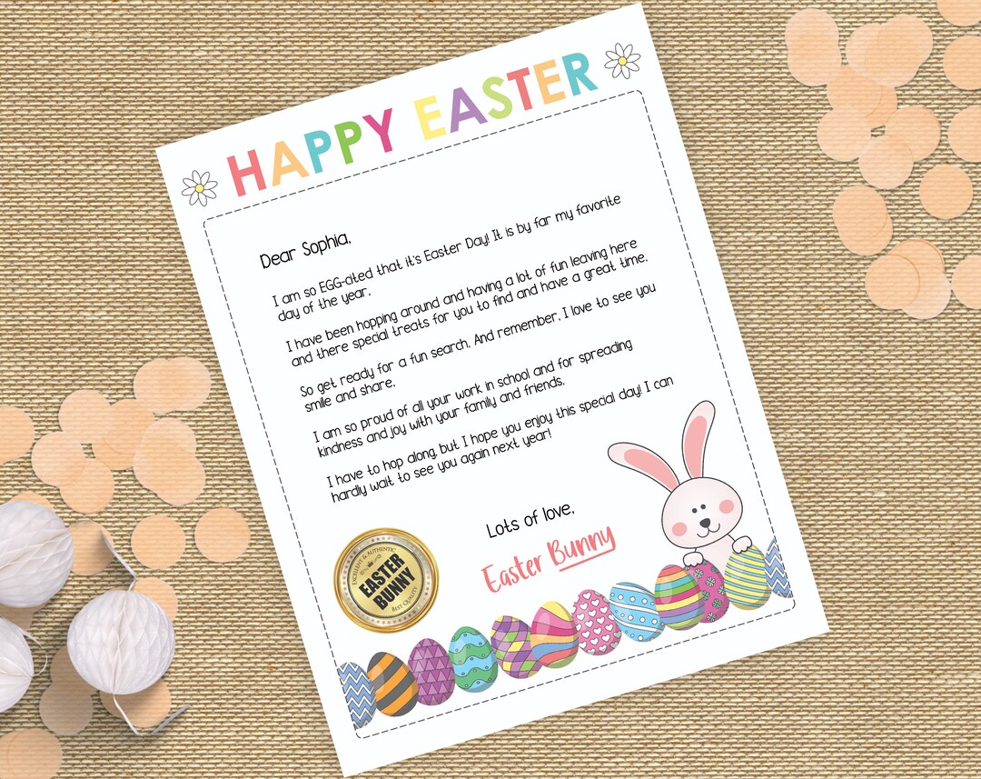 Personalized Easter Bunny Letter | Printable Kids Keepsake (digital ...