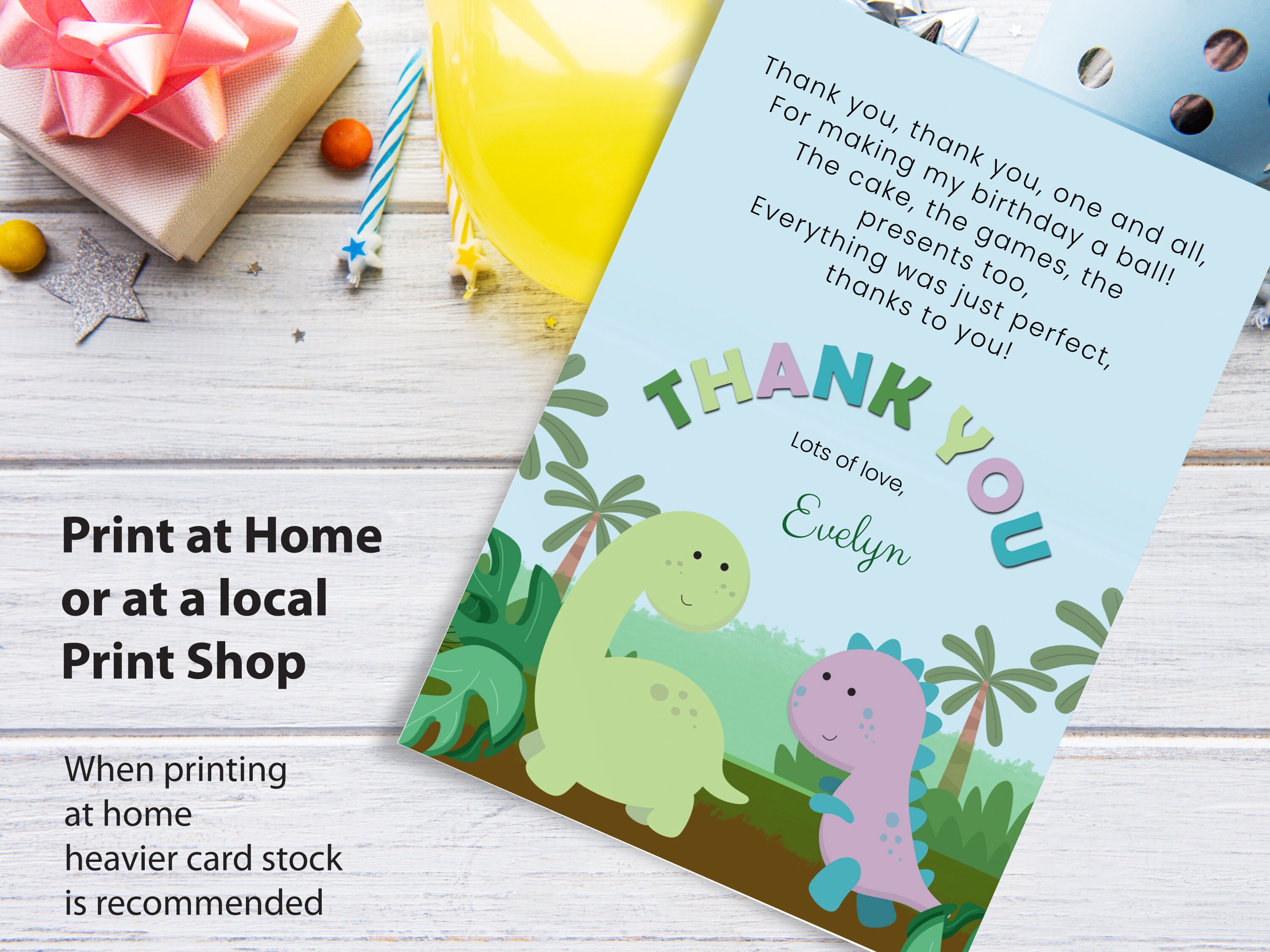 Dinosaur Birthday Thank You Card Dino Thank You Note - Etsy Australia