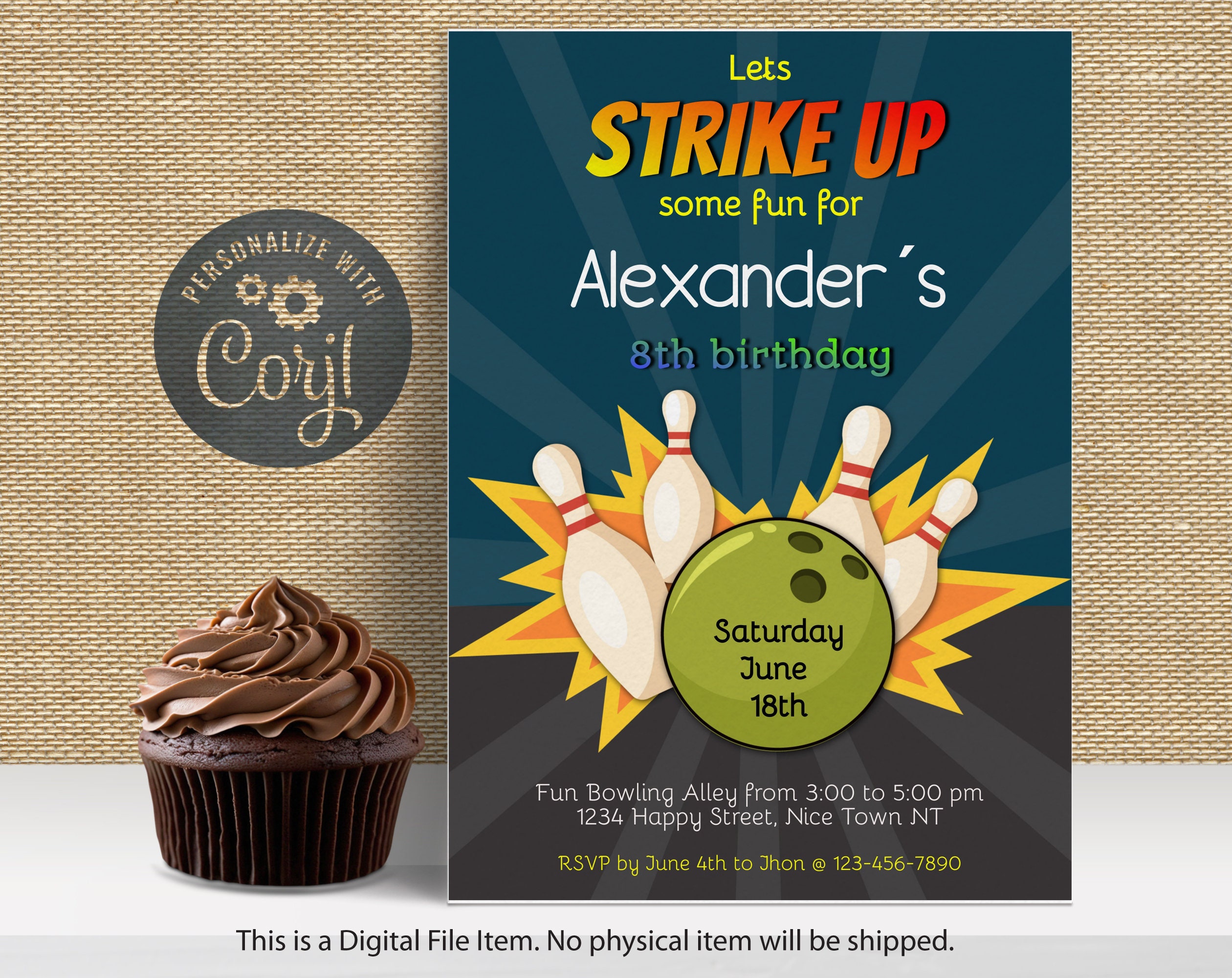 Bowling Birthday Invite Template | Instant Download | Bowling Party ...