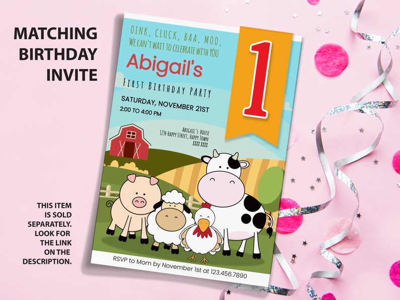 Farm Birthday Thank You Card | Farm Animals Thank You Note | Barnyard ...
