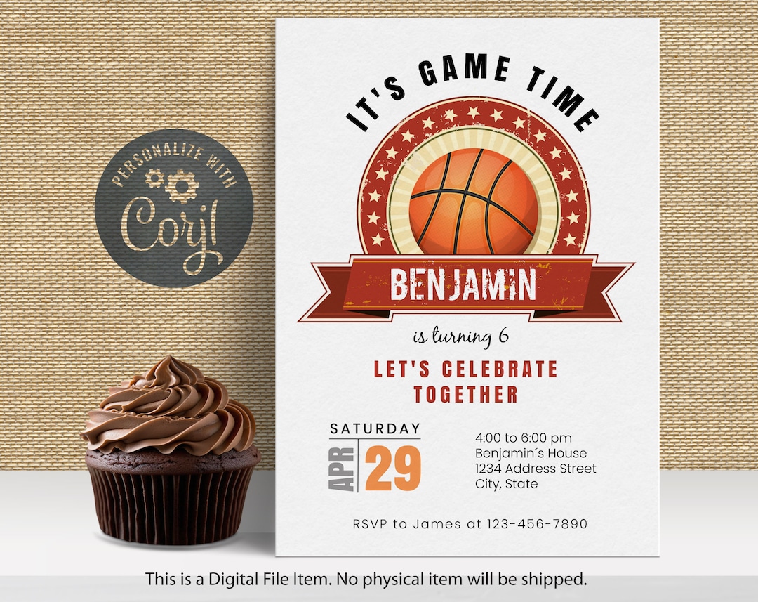 Basketball Birthday Invitation Digital | Basketball Theme Party ...