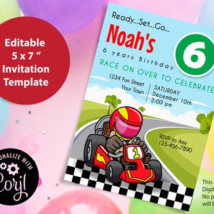 Race Car 6th Birthday Invitation 6 | Instant Download | 6th Birthday ...