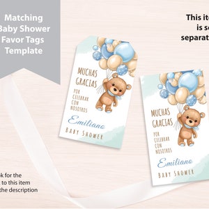 Spanish Baby Shower Welcome Sign Boy Teddy Bear Editable Boy Baby ...