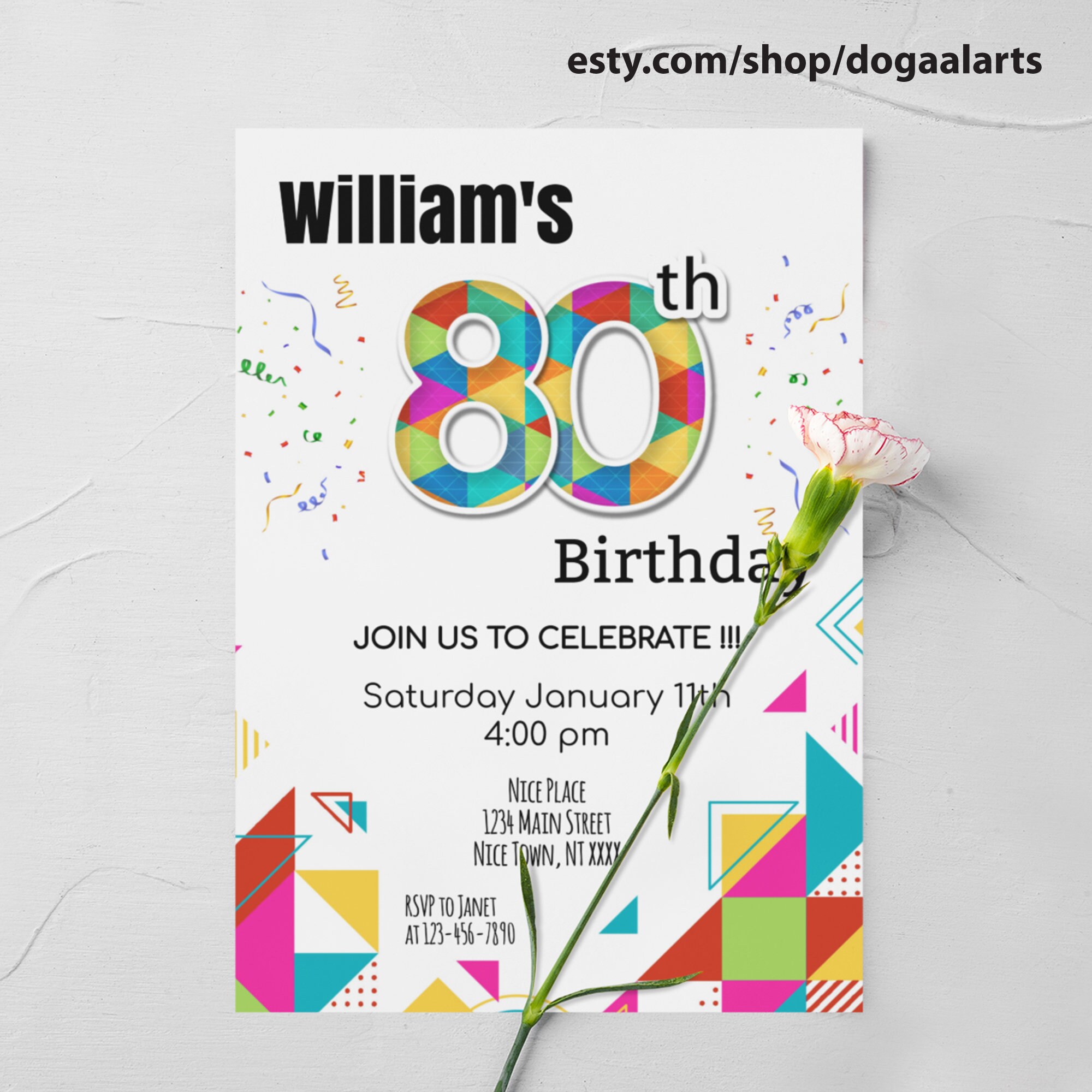 80th Birthday Invitation Digital Download Easily Edit Online With CORJL ...