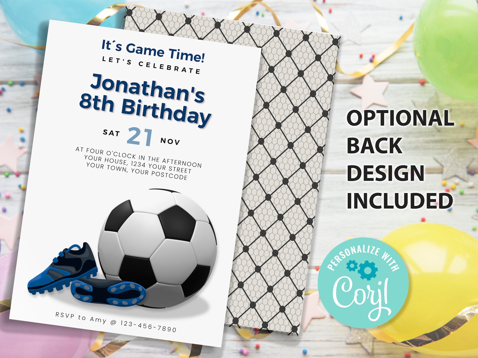 Soccer Birthday Invitation Digital Soccer Birthday Party Editable ...