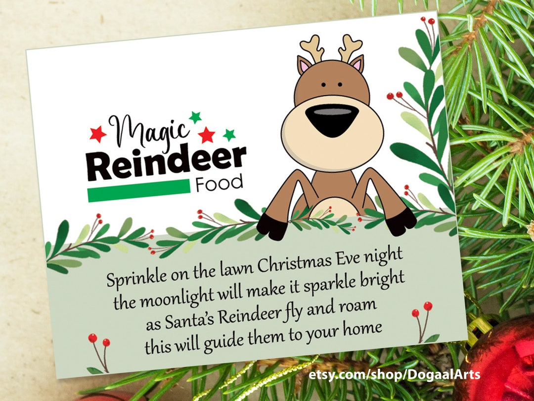Magic Reindeer Food Label Printable Christmas Reindeer Food - Etsy