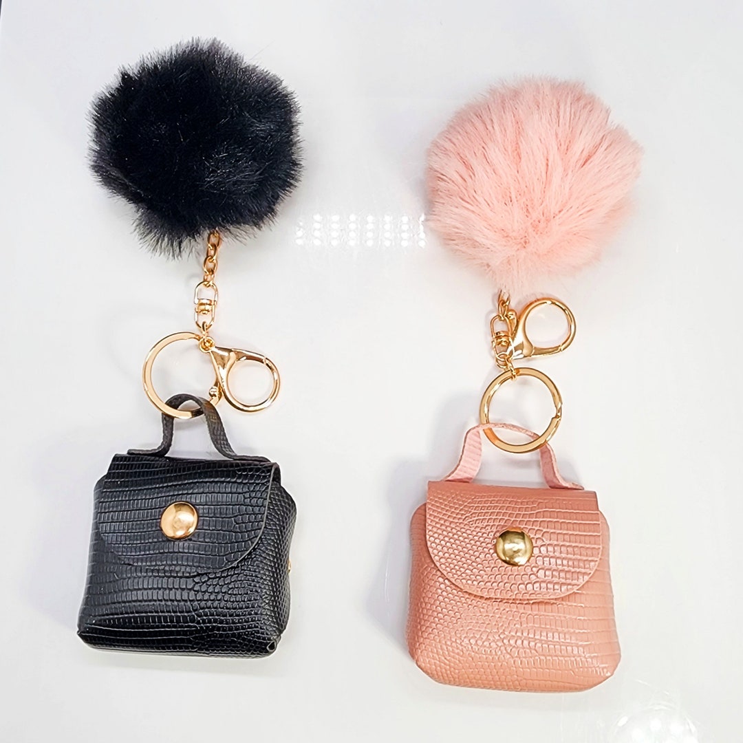 Stylish Snap Closure Bag With Fluffy Pom Pom Keychain Chic - Etsy