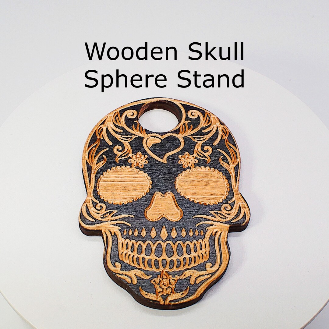 Black Wooden Skull Sphere Stand, Crystal Ball Holder - Etsy