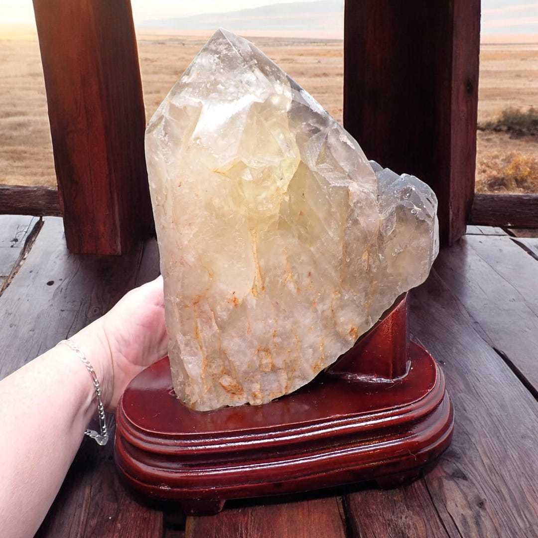 Large Raw Citrine Specimen With Rainbows | Natural Crystal on Custom ...
