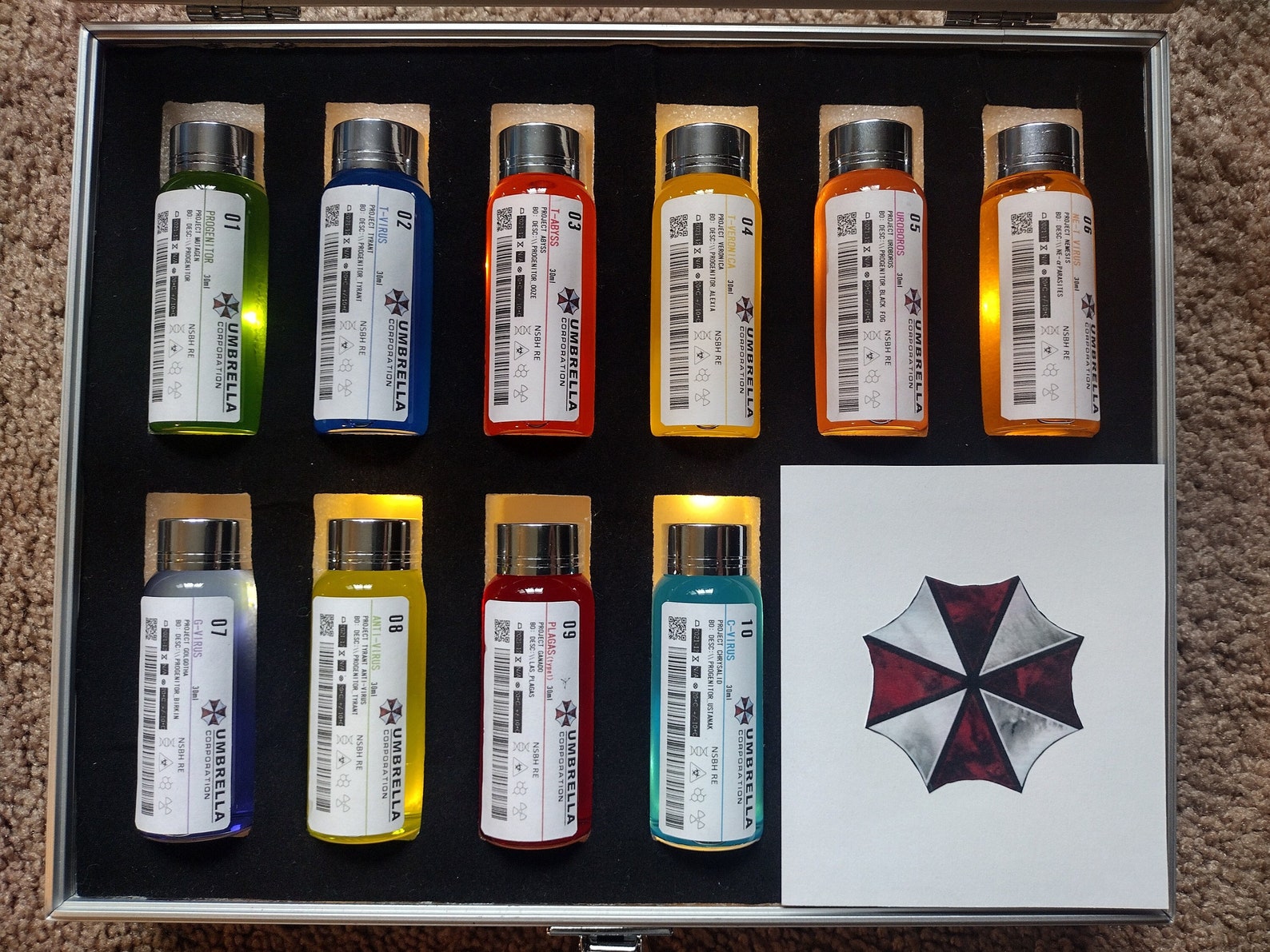 Biohazard Briefcase, Resident Evil Collectable Vials, Umbrella Prop ...