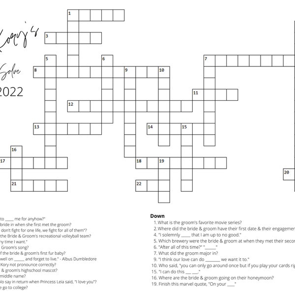 Custom Crossword Puzzle - Etsy