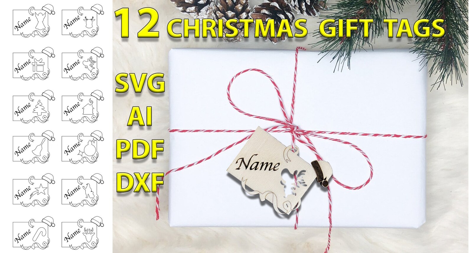 Gift Tags SVG Tags Svg Label Svg Gift Tag Template - Etsy