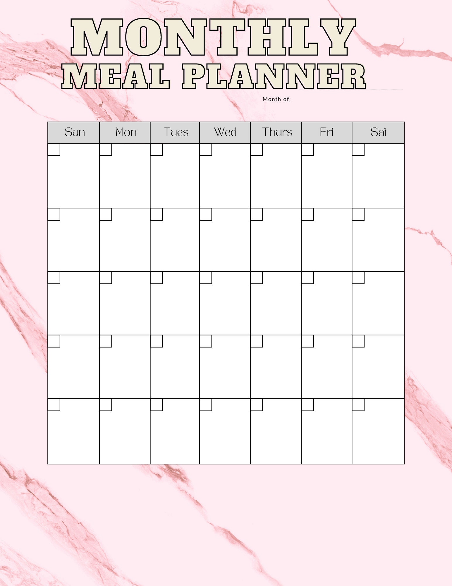 Printable Pink Marble Meal Planning Kit 3 Pages! 8x10 - Etsy