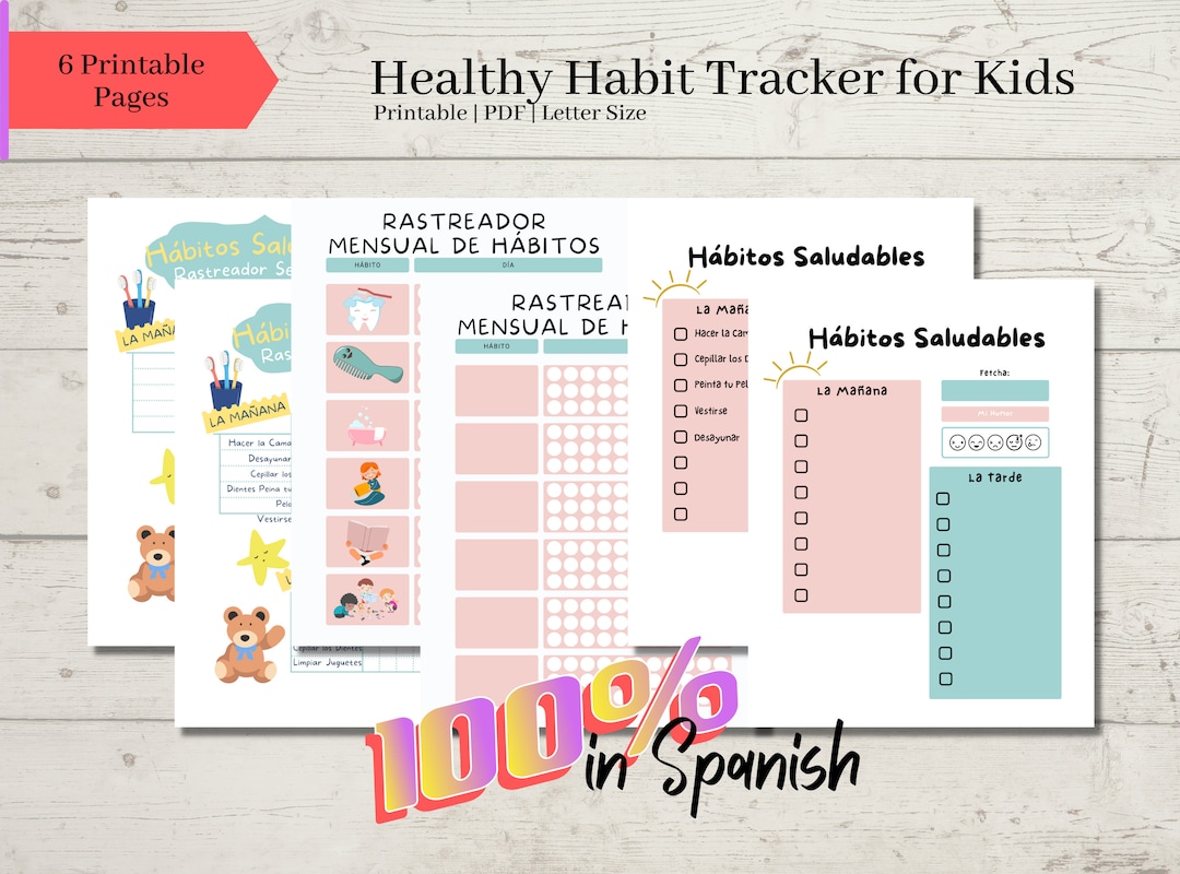 Healthy Habit Tracker for Kids | 100% in Spanish | Great for Spanish ...