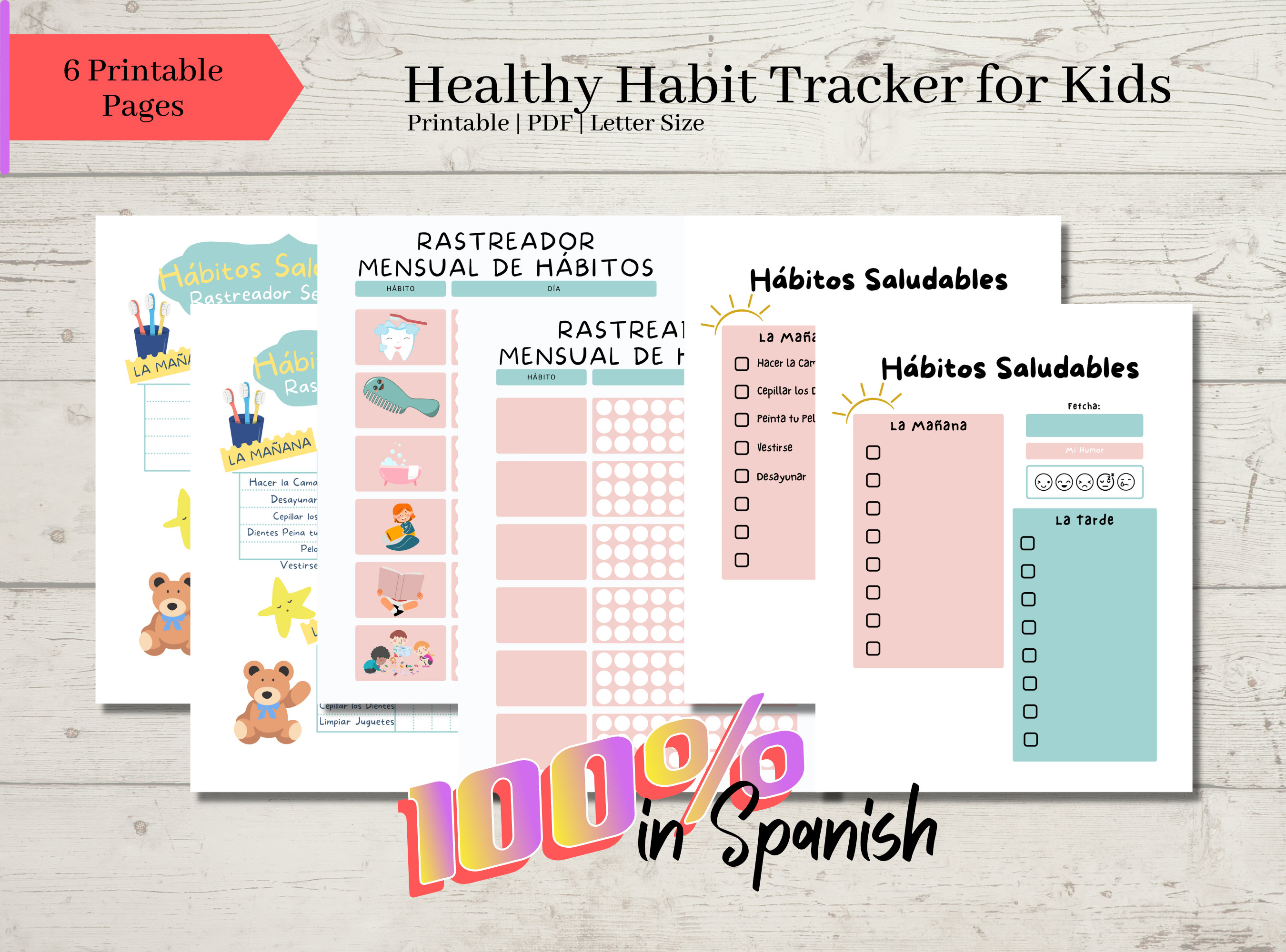 Healthy Habit Tracker for Kids | 100% in Spanish | Great for Spanish ...