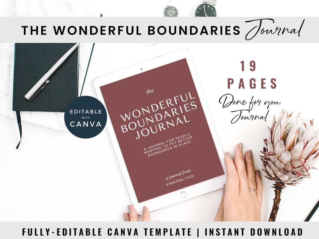 Beautiful Boundaries Journal, Boundary Prompts, Journal, Canva Template ...
