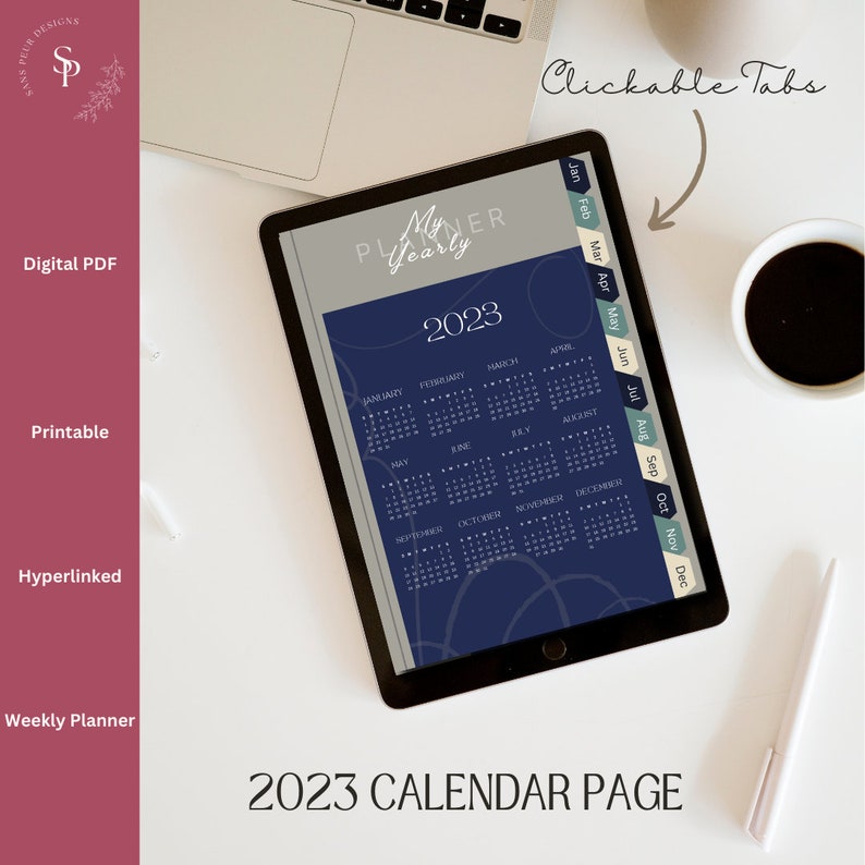 Undated Weekly Digital Planner With Minimalist Design and Hyperlinks - Etsy
