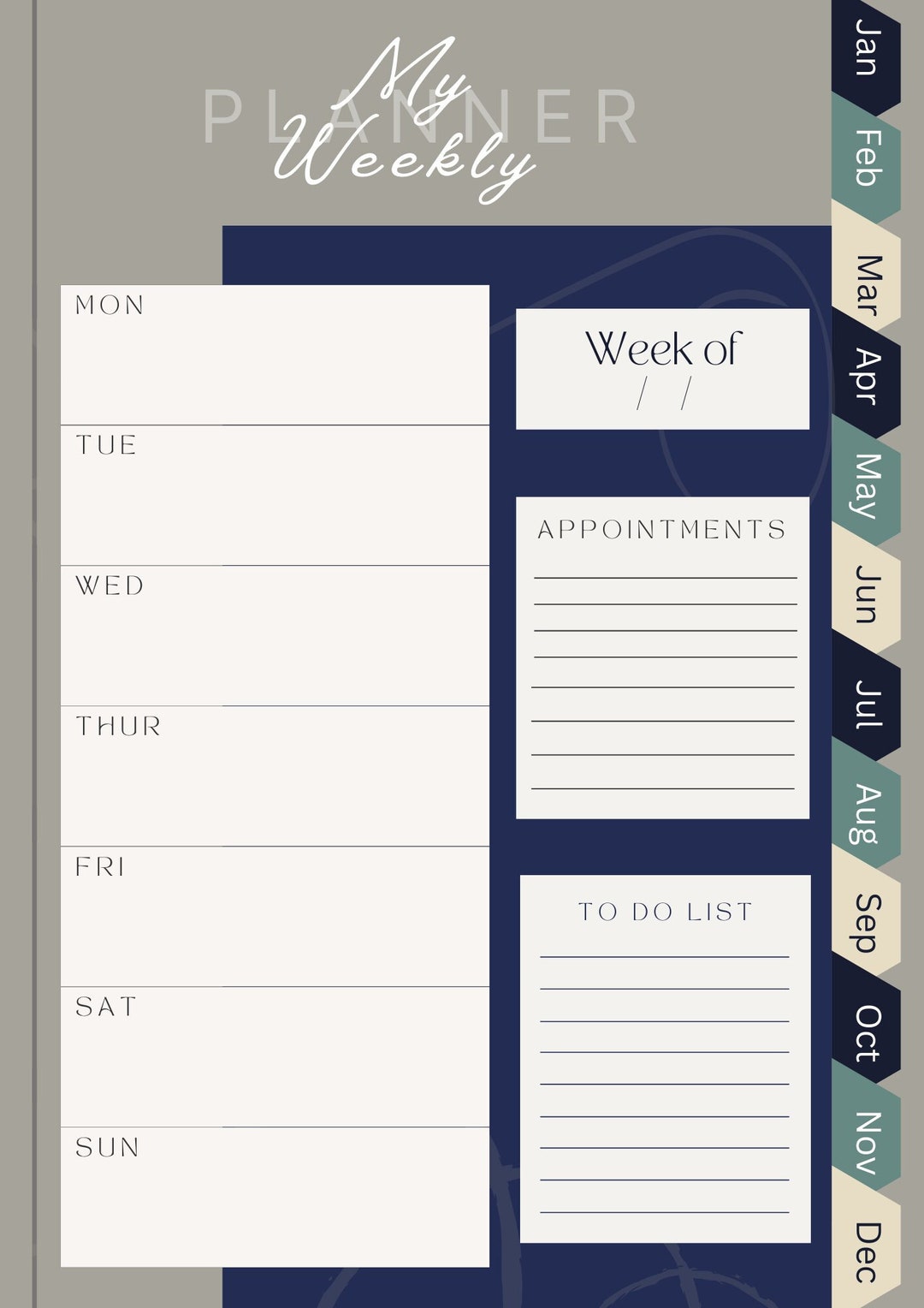 Undated Weekly Digital Planner With Minimalist Design and - Etsy