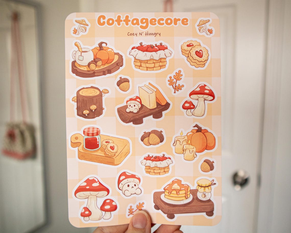 Cottagecore Sticker Sheet | Kawaii Mushroom and Woodland Decals for ...