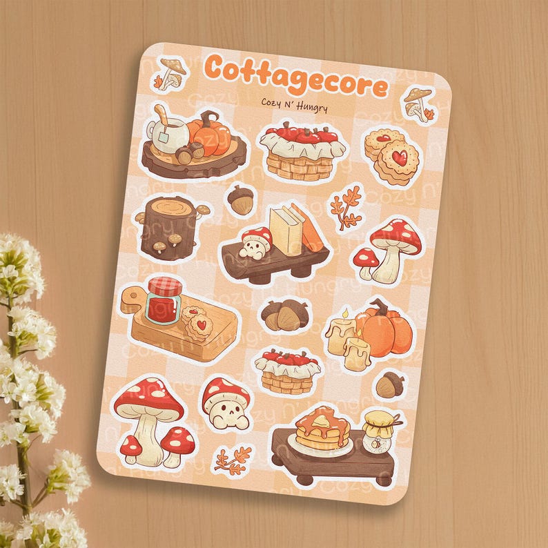 Cottagecore Sticker Sheet | Kawaii Mushroom and Woodland Decals for ...