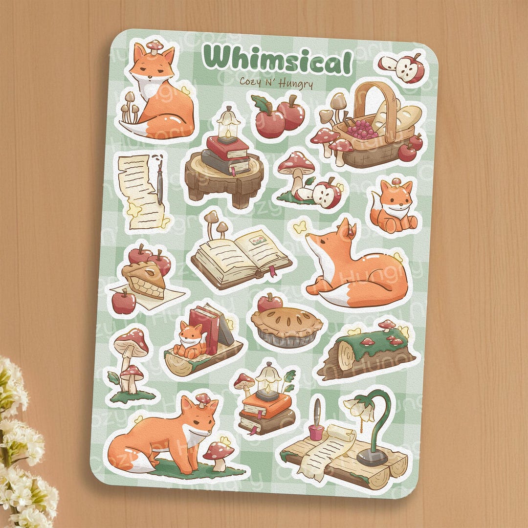 Whimsical Fox Sticker Sheet | Cozy Cottagecore Journaling and Planning ...