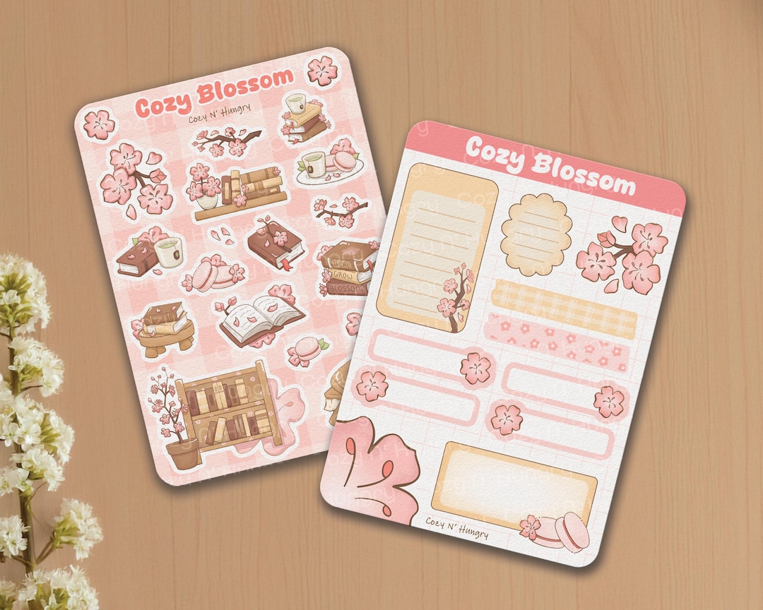Cozy Blossom BUNDLE | Cute Bullet Journal and Planner Sticker Sheet ...