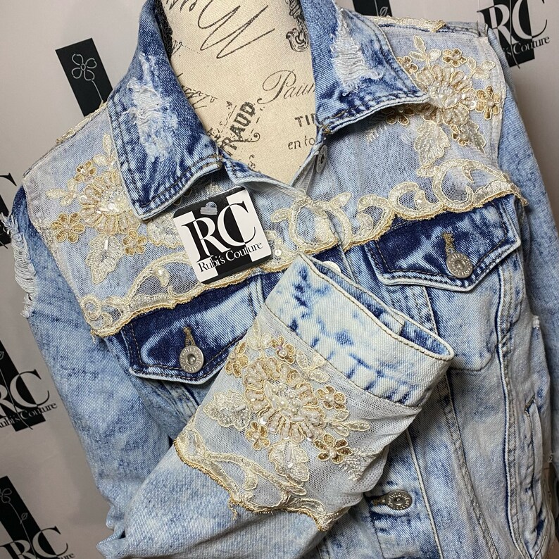 Custom Embroidered Denim Jacket for Women in Size Medium - Etsy