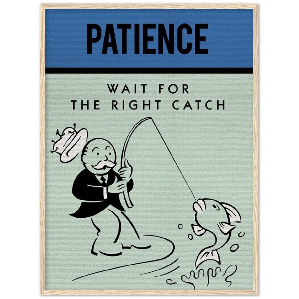 PATIENCE Motivational Wall Art, Monopoly Poster, Inspirational ...