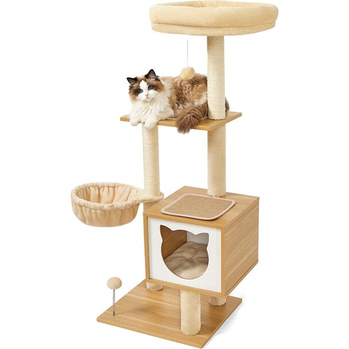 Cat Tree For Large Cats Wood Cat Tower With Scratching Post Etsy